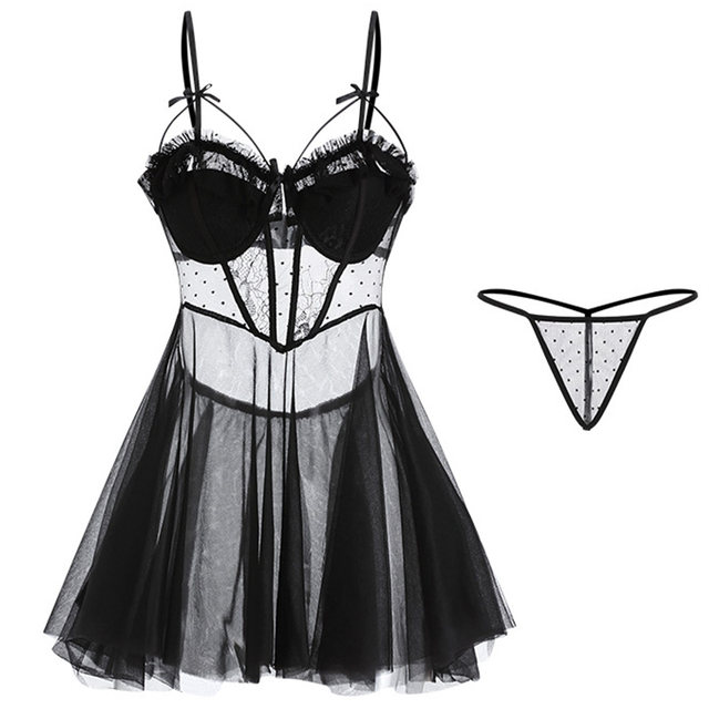 Sexy Summer Nightgown for Women, Mesh Lace Camisole Nightdress with ...