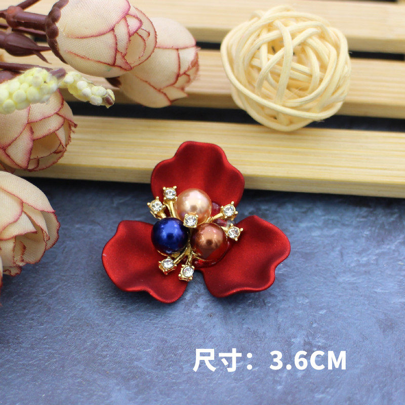 Acrylic Punch big red imitation shell three-dimensional alloy flower ...