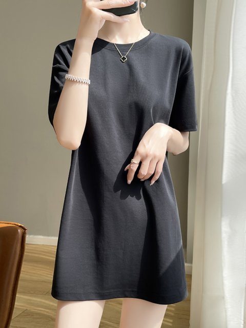 Lower clothes, moderate round neck pure cotton T-shirt for women, short ...