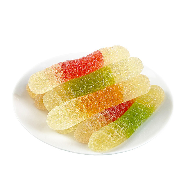 Earthworm-shaped gummy candy Xu Fuji fruit juice jelly candy ...