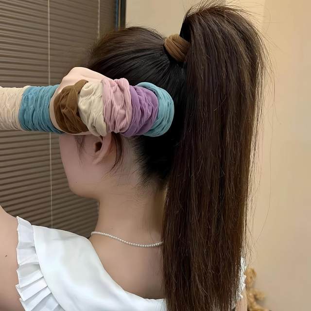 Summer new ultra-wide seamless mask muscle high ponytail hair tie women ...