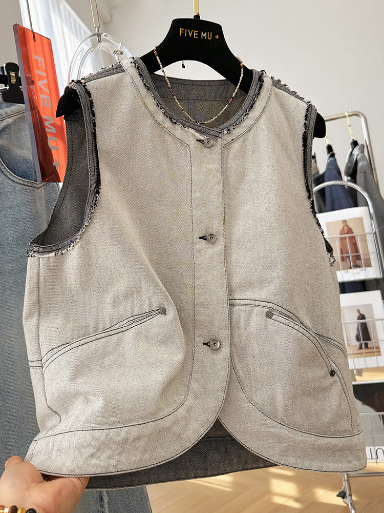 Unique design sense, super beautiful casual denim vest vest for women ...