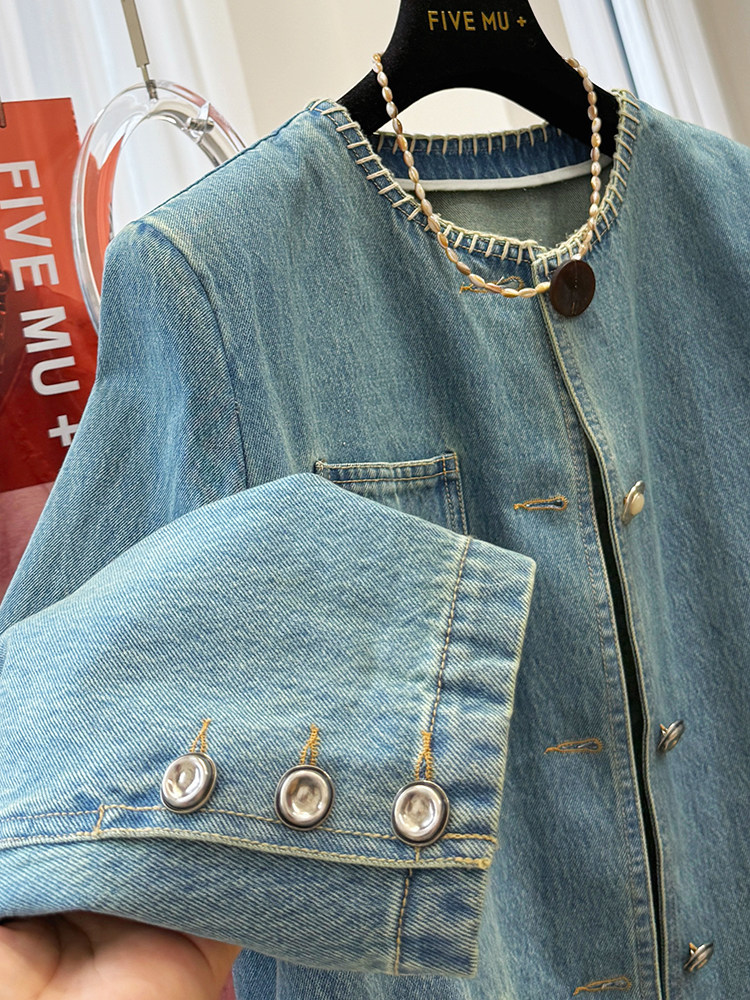 High-end temperament and celebrity chic heavy-work retro round neck ...