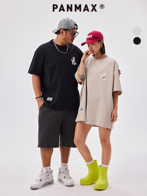 PANMAX trendy brand large size men's clothing 2025 summer new American cool quick-drying round ...