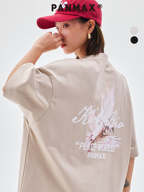 PANMAX trendy brand large size men's clothing 2025 summer new American cool quick-drying round ...