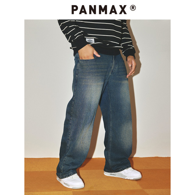 PANMAX plus size trendy brand men's washed heavyweight cotton jeans ...