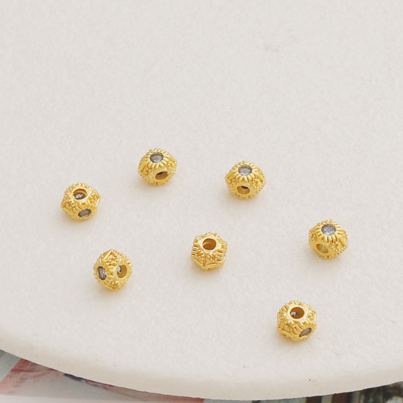 18k ancient gold color-preserving polygonal rhombus zircon spacer beads ...