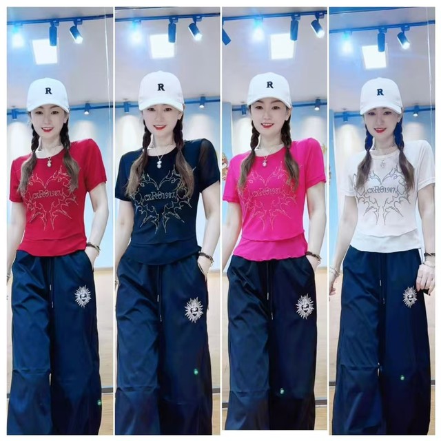 2025 new tracing dance short-sleeved slim elastic cotton comfortable ...