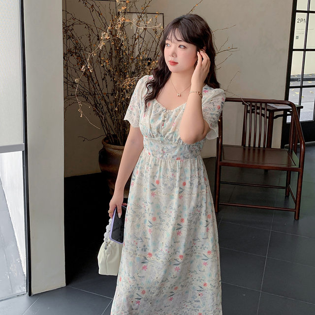 2024 Micro Fat Large Dress Dress Summer New Fat MM French Fang Ling ...