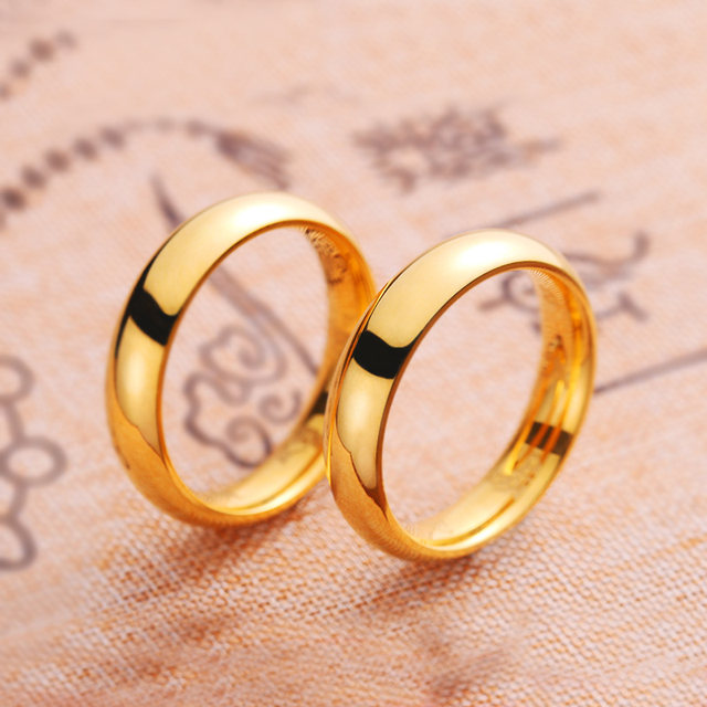 Titanium steel yellow God of Wealth Qian Duoduo Mahjong ring for men ...