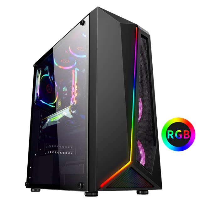 EVESKY Computer Case Desktop DIY Full Side Transparent RGB Gaming Water ...