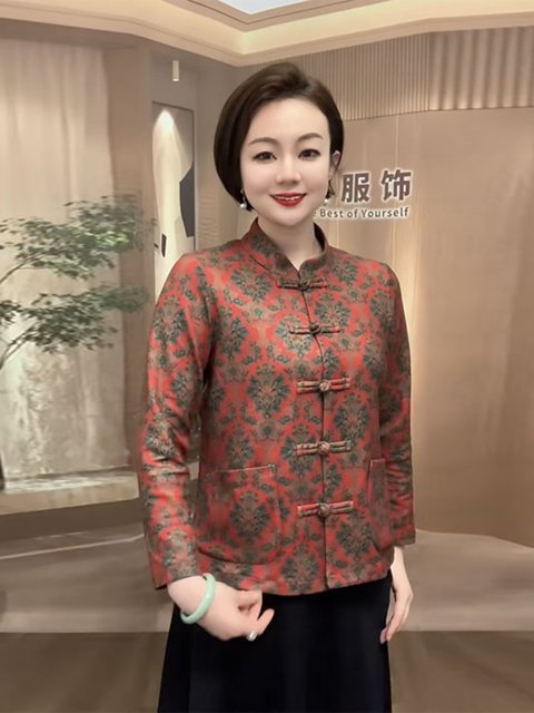 New Chinese style mom Tang suit top autumn and winter new style velvet ...