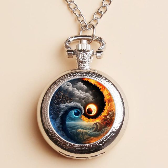 Yin-Yang Dragon and Phoenix Pocket Watch Tai Chi Two Yin Two Yang Four ...