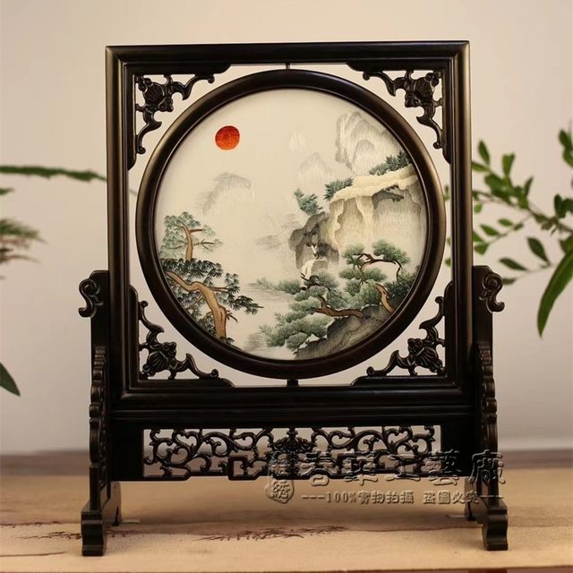 Suzhou double-sided embroidery tabletop Wufu frame ornaments Suzhou ...