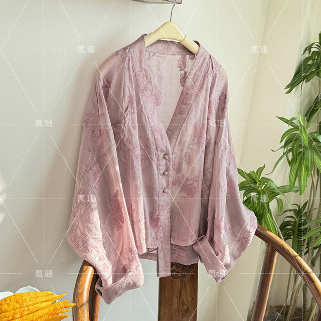 【Fuyao Embroidery Sun Protection】Summer Ramie Heavy Embroidery Batwing ...