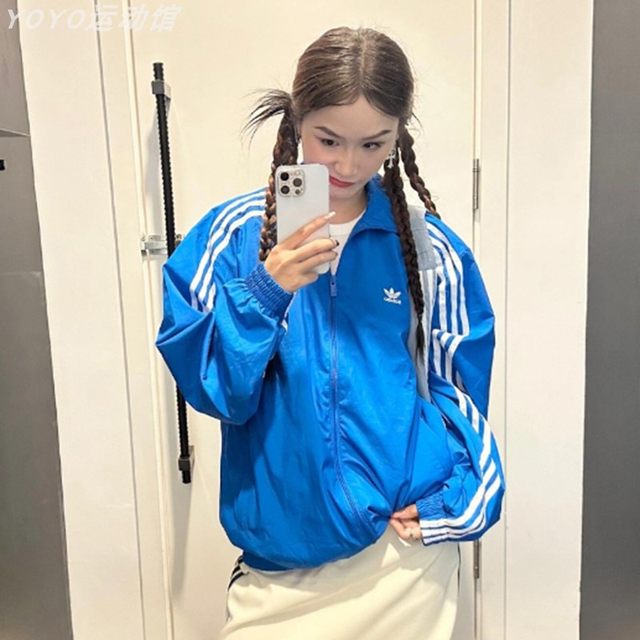 Adidas clover jacket men and women couples new retro American windproof ...