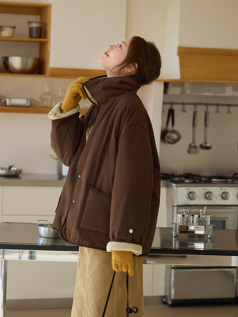 MISAZ Korean makeup ~ Retro lapel warm cotton jacket 3M Xinxueli soft ...