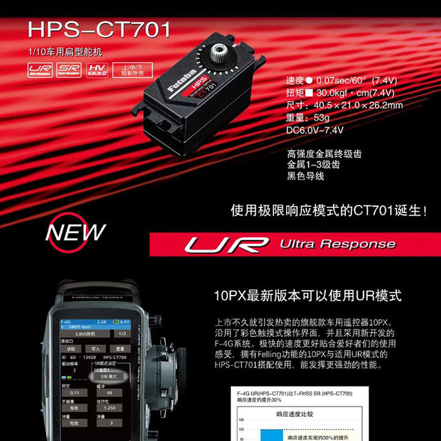 FUTABA dual-leaf HPS-CT701 brushless short body 7.4V high-voltage HV UR speed steering gear 30kg ...