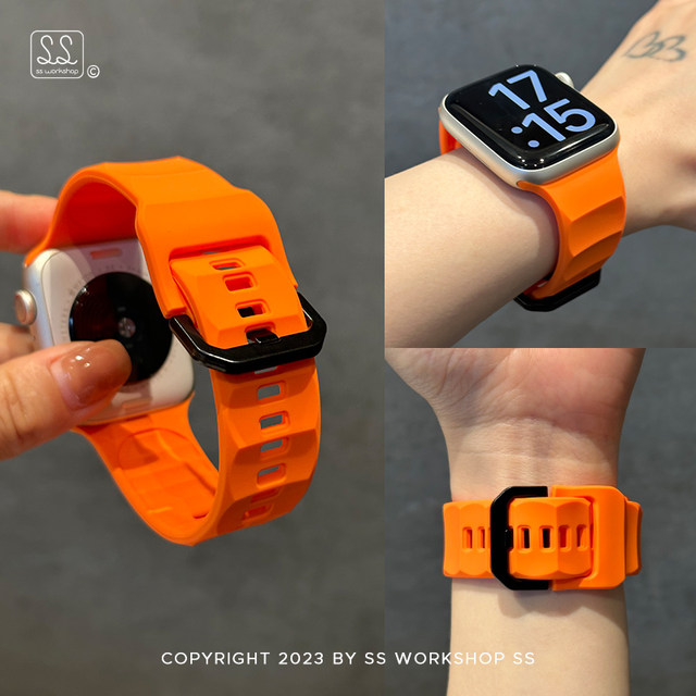 New bright orange wave sports silicone iWatch strap 8 summer 9 ...