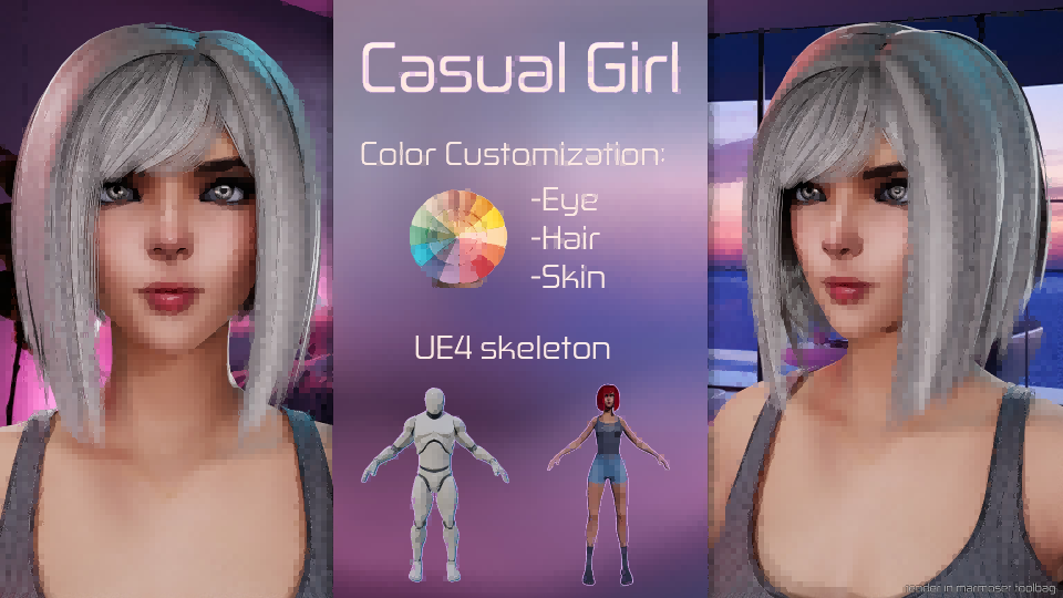 UE4 Unreal 5 CasualGirl naughty casual girl character model