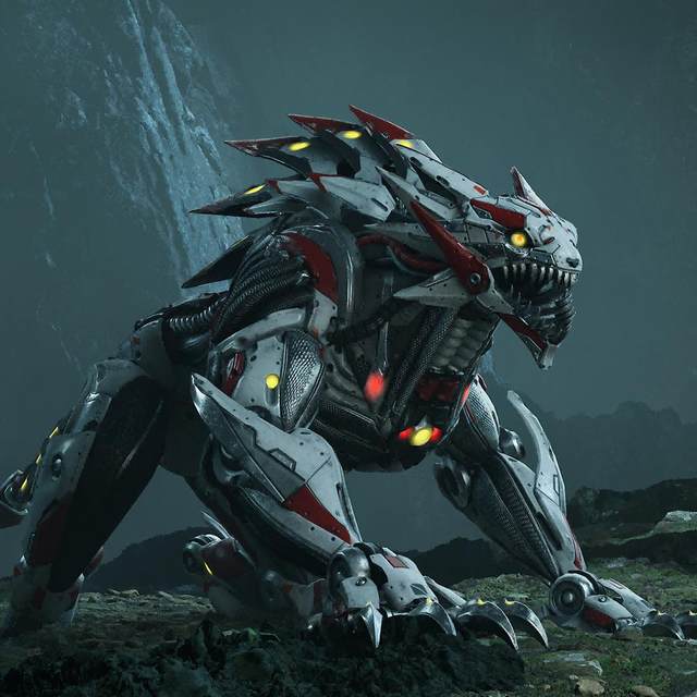 UE5 Unreal 5Sci-FiHellCat game sci-fi BOSS mechanical hellcat character with animation