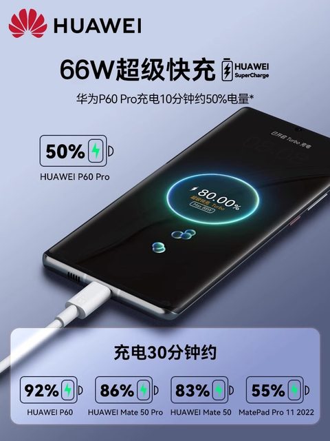 Huawei 66W all-in-one charger super fast charging original genuine mate40/50 mobile phone ...