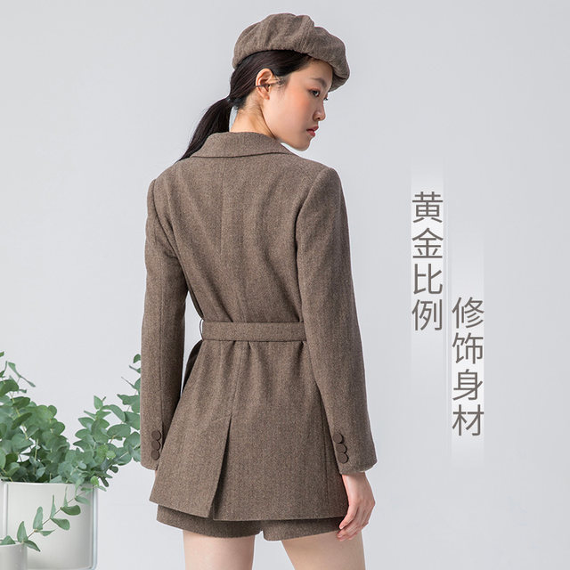 Gloria coffee-colored blazer women's autumn and winter commuting high ...