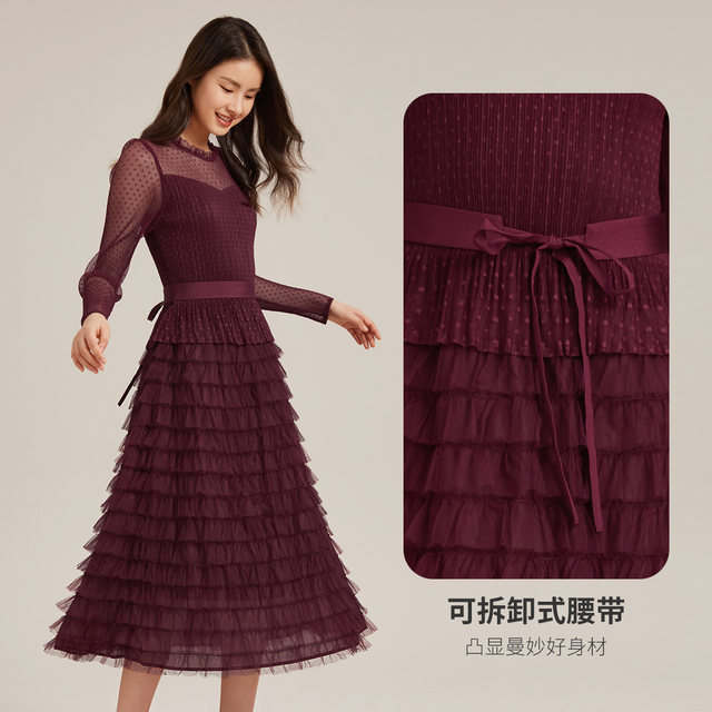 Gloria's new fall pleated cake dress, fashionable, waist-slimming skirt ...