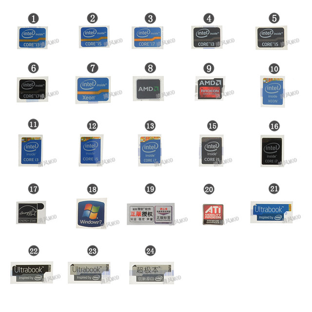 Various Ultrabook Performance Labels, Laptop Logos, Amd, Intel I3, I5 ...