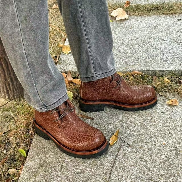 Thick Wilder Leather Desert Boots Guteter Handmade Shoes Leather Martin ...