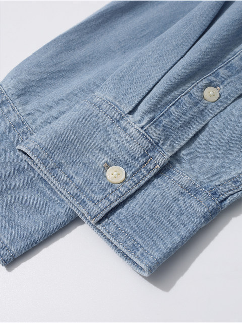 Atong Cow Society Calvin Klein Simple Solid Color Loose Denim Shirt Men ...