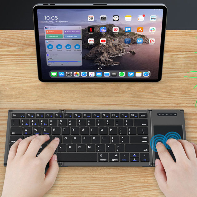 Portable foldable wireless Bluetooth touch keyboard charging touch pad ...