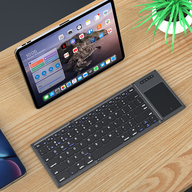 Portable foldable wireless Bluetooth touch keyboard charging touch pad ...