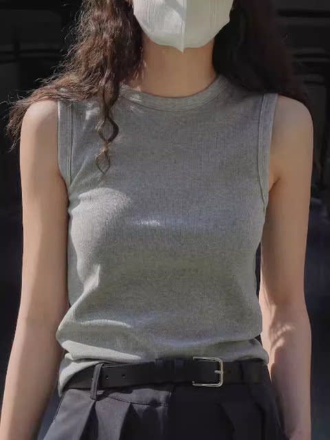 All-match elastic slim fit and slim threaded cotton round neck base ...