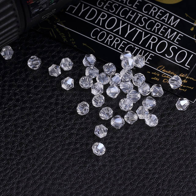 4/6/8mm white crystal beads rhombus glass pointed beads hand-beaded ...