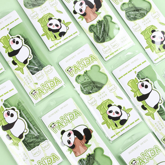 Creative panda cartoon soft ruler student drawing ruler triangle set ...