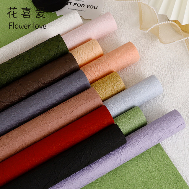 Flowers love handmade stone grain paper wrinkled wrapping paper floral ...