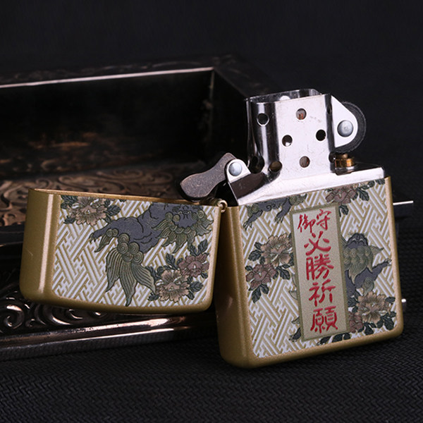 Genuine zippo kerosene lighter, classical pattern, blessing and wishing ...