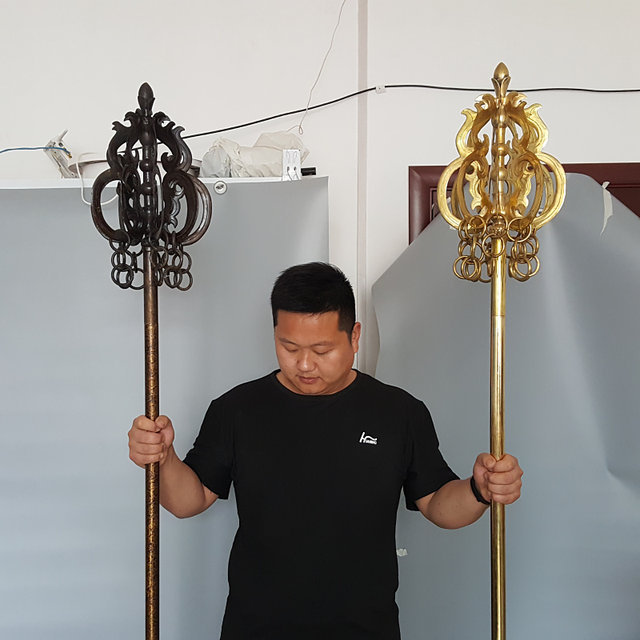 Zen Stand Pure Copper Nine -Ring Tin Wand Shaolin Fang Da Xuanzang Hand ...