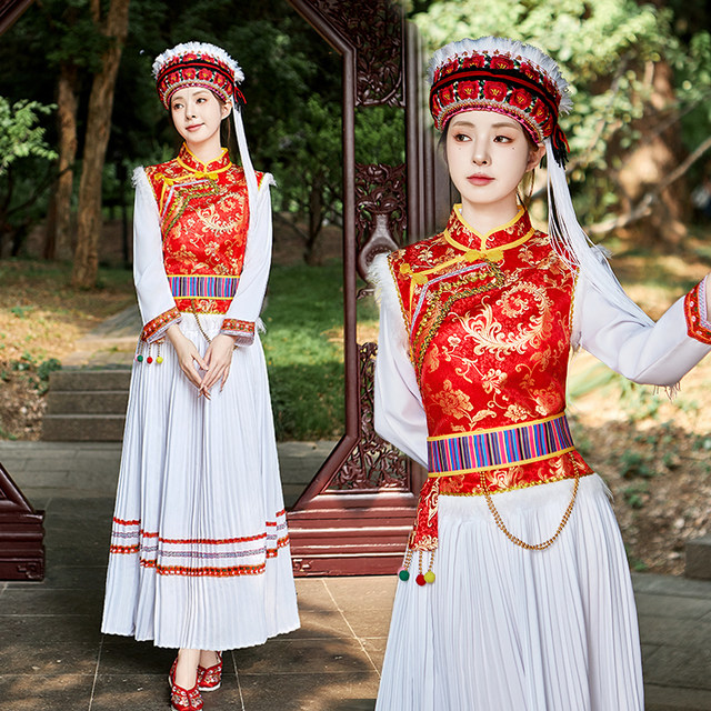 New Bai ethnic performance costumes for women's golden flower costumes ...