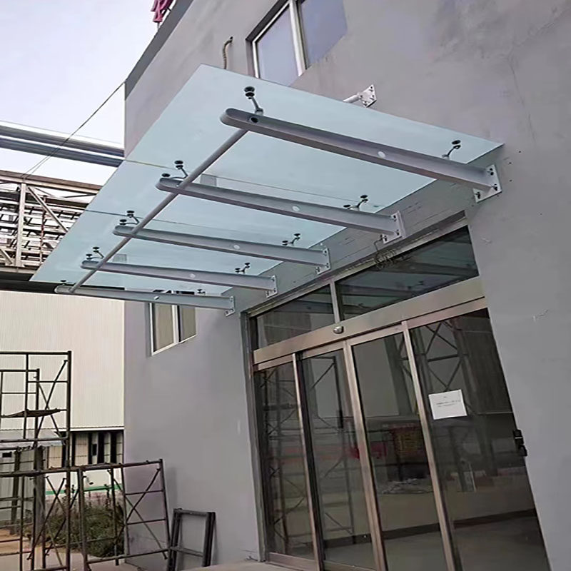 Customized Glass Canopy with Steel Beam and Corbel Bracket
