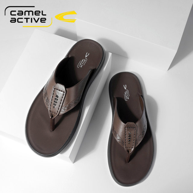 German camel dynamic flip-flops for men summer new fashion leather soft ...