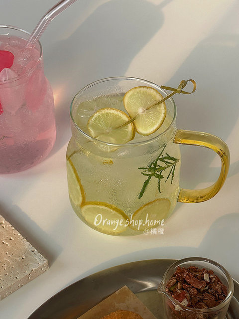 Large capacity glass cup with handle ins high borosilicate high ...