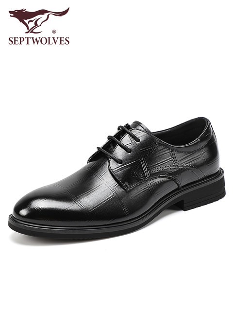 Septwolves Leather Shoes Men's 2024 New Genuine Leather British Style ...