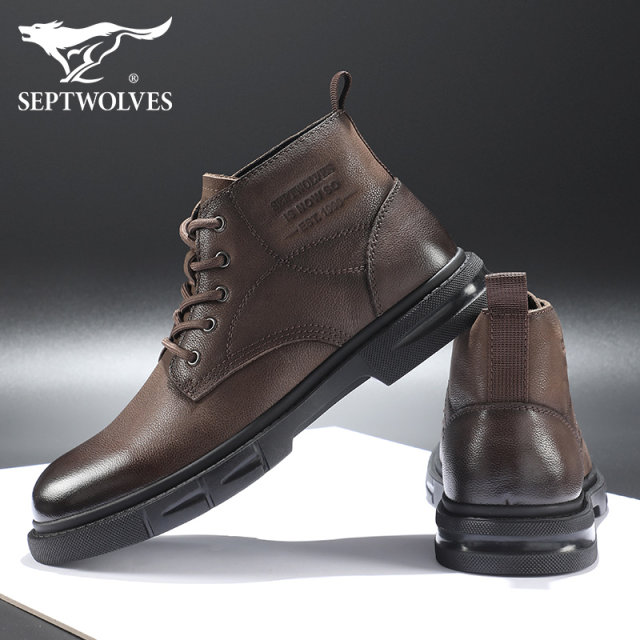 Seven wolves and velvet Martin boots men's winter thick bottom warm ...