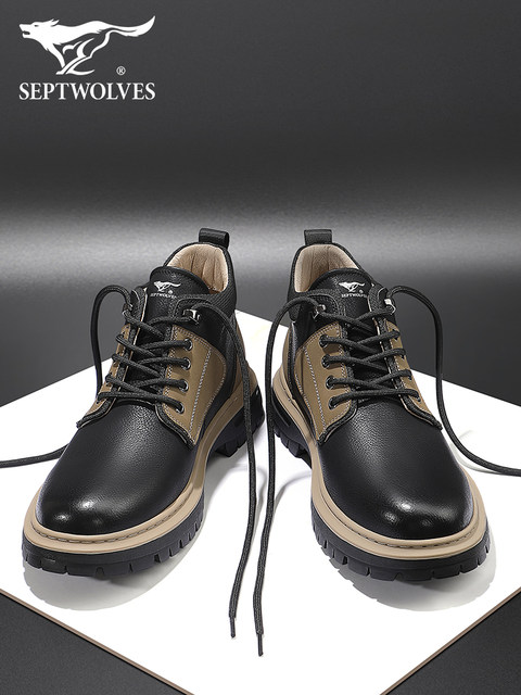 Seven Wolves men's shoes spring plus velvet leather shoes men's outdoor ...