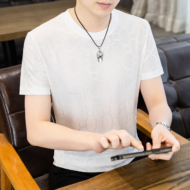 Clear warehouse leakage foreign trade ice silk short -sleeved men's T ...