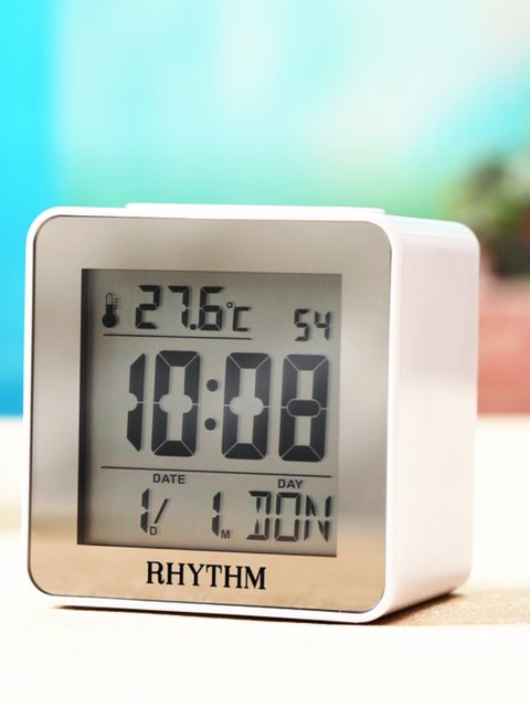 RHYTHM Japan Lisheng clock LCD perpetual calendar temperature bedroom ...