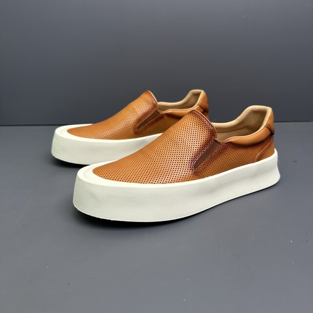 Men's shoe tide shoes summer breathable retro men's loaf shoes hollow ...