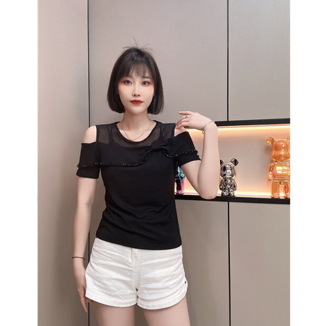 European summer new sexy off-shoulder short-sleeved T-shirt for women ...